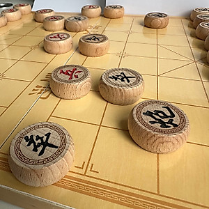 Luoyer 14 Inch Wooden Foldable Chinese Chess Xiangqi Travel Game Set with Wooden Chess Pieces Traditional Tabletop Strategy and Skill Game for Teens Adults