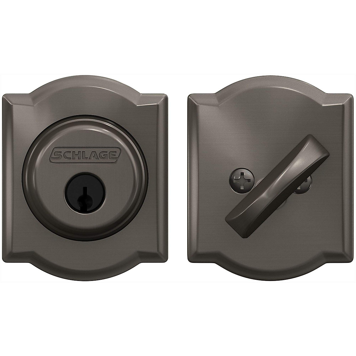SCHLAGE Lock Company B60CAM622 Series Deadbolt Camelot Rose Single Cylinder Deadbolt, Matte Black