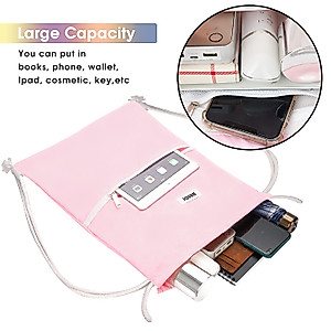 WANDF Drawstring Backpack String Bag Sackpack Cinch Water Resistant Nylon for Sport Yoga Gym Shopping (Light Pink)