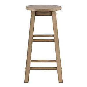Linon Zeke Grey Wash 24" Counter Stool with Round Seat
