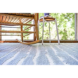 Unique Loom Sabrina Soto Outdoor Collection Geometric, Modern, Vibrant, Striped Carved Area Rug, 9 ft x 12 ft, Light Blue/Ivory