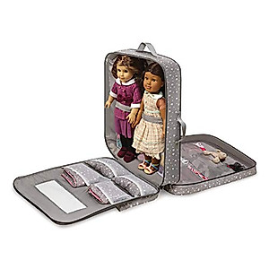 Badger Basket Pack Pretty Double Doll Carrier with Two Sleeping Bags for 18 inch Dolls - Gray/Stars