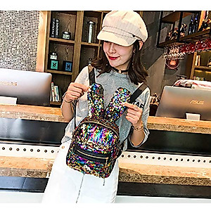 Gulilasa Shoulder Bag For Women With Cute Rabbit Ears Backpack Sequins Shoulder Bag Travel Day pack(Colors)