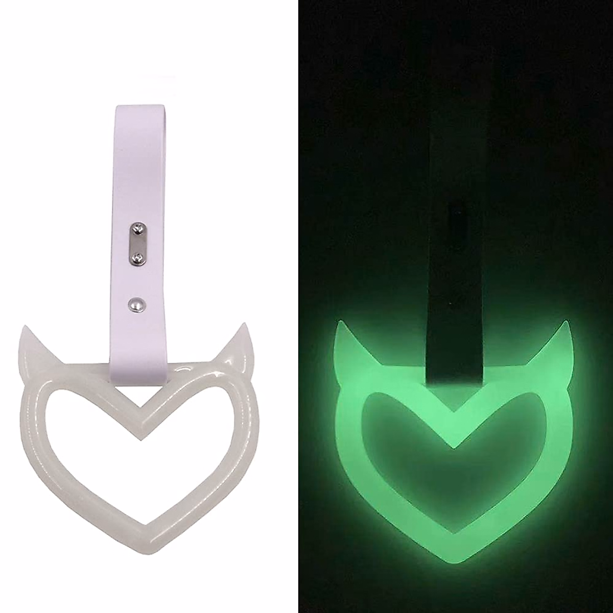 jdm Devil Demon Heart White Glow in the Dark TSURIKAWA Ring Subway Train Bus Handle Strap Charm Drift
