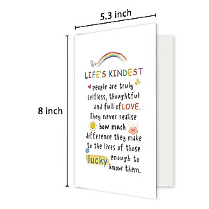 RollupJoy Cute Kindest People Card for Women Men, Appreciation Card for Kindest Person, Thank You Cards for Teacher, Sweet Friendship Gift for Friends Bestie Classmates