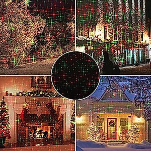 Christmas Lights Laser Projector Outdoor Red and Green Starry Projection Light 3 Working Modes Waterproof Plug in Mountable for Holiday Xmas House Indoor Party New Year Decoration Show, Black