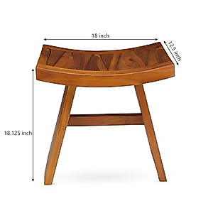 TeakCraft Teak Shower Bench Stool for Bath & Spa (Fully Assembled), 18 inch, Shower Stool, The Tori