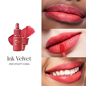 Peripera Ink the Velvet Lip Tint, High Pigment Color, Longwear, Weightless, Not Animal Tested, Gluten-Free, Paraben-Free (004 VITALITY CORAL)