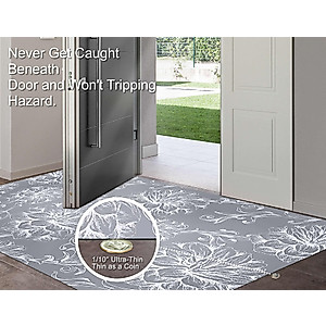 Cosilyt 3×5 Feet Extra Large 1/10" Ultra Thin Front Door Mat Indoor Entryway Area Rug for Inside Entry, Non Slip Washable Rubber Interior Door Mats Entrance Home, Baroque Grey
