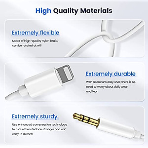 Aux Cord for iPhone 14/13/12/X/XS/11/11 Pro/11 Pro Max/8/8Plus/7/7Plus Aux Cable for Car 3.5mm Aux Cable Premium Auxiliary Audio to Car Stereo/Speaker/Headphone Adapter Support All iOS System