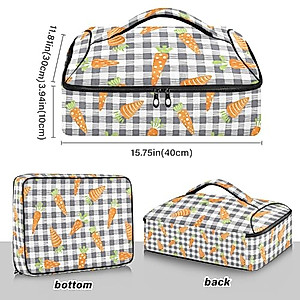 Kcldeci Insulated Thermal Food Carrier Insulated Casserole Carrier for Hot or Cold Food,Cartoon Carrots Insulated Tote Bag for Potluck Cookouts Parties Picnic,Lasagna Lugger