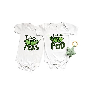 Two peas in a pod baby bodysuit one-piece twin set boy girl newborn twin shirts (6-9 Month US)