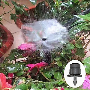 JuzizjMEFOD 50 Pack Adjustable Irrigation Drippers 1/4 Inch Emitter Dripper 360 Degree Full Circle Pattern Water Flow Drip Emitter Micro Drip Irrigation Sprinklers for Home Garden Lawn(Black)