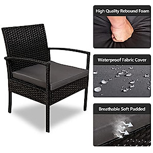 Cpintltr 3 Pieces Patio Furniture Sets Outdoor Wicker Bistro Set Rattan Chair Conversation Sets Modern Bistro Set PE Rattan Wicker Chairs with Table Garden Furniture for Backyard Lawn Balcony Grey