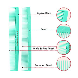 Allegro Combs 420 Hair combs Barber Comb Set Hair Cutting Pocket Styling Combs for Hair Stylist Wide And Fine Set 12 pk. (Fresh Mint)