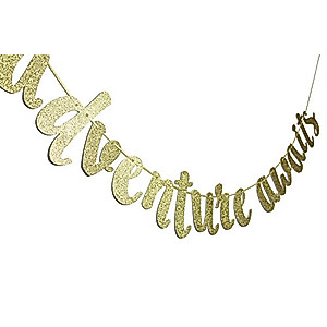 Firefairy Adventure Awaits Gold Glitter Banner , Graduation Banner , College Graduation High School Graduation Grad Banner