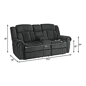 Lexicon Huddart Fabric Double Manual Reclining Loveseat, 79.5" W, Charcoal Gray