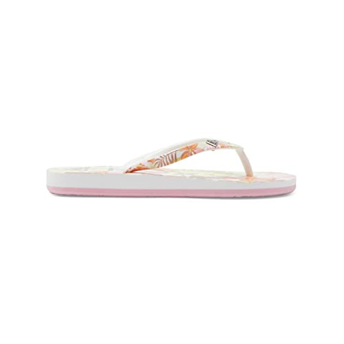 Roxy Girls Rg Pebbles Flip Flop Sandal, White/Orange/Pink 232, 4 Big Kid