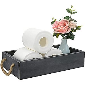 Unistyle Toilet Tray Toilet Tank Box Wood Tissue Holder Box Toilet Paper Tank Storage Basket Decorative Storage Box for Countertop Bathroom Box for Toilet Basket for Toilet Paper Black