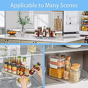 Uaxolwz Lazy Susan Turntable Organizer for Refrigerator, Clear Rectangular Fridge Organizer Storage 15.7 inche, Square Lazy Susan for Refrigerator Cabinet, Table, Pantry, Kitchen, Countertop