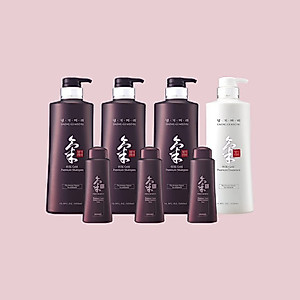 Daeng Gi Meo Ri- Ki Gold Premium Special Hair Care 4pcs Set [Shampoo x3, Treatment x 1], Effectively Moisture to Dry and Rough Hair, No Artificial Color