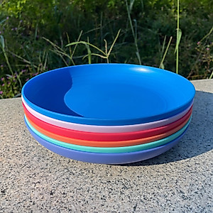 YUYUHUA Kids Plastic Plates Reusable – Unbreakable Everyday Dinner Plates 8 inch set of 6 - BPA Free Dishwasher & Microwave Safe Hard Plates for Kitchen, Party, Camping, Outdoor