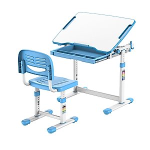 Mount-It! Kids Desk and Chair Set, Height Adjustable Sturdy, Girl Desk, Kids Art Desk, Kids Study Desk and Chair Set for Boys, Home School, Drafting Desk, Ergonomic Childrens Storage Drawer Blue
