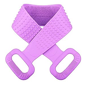 Inmorven Back Scrubber for Shower,30inches and 35½ inches Two Size for Choosing Bath Body Brush Silicone Back Brush Extra Long Exfoliating Body Scrubber With Handle for Men and Women.(Purple)