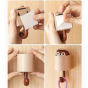 ISKYBOB Set of 2 Peek-A-Boo Squirrel Wall Hooks Cute Peeping Animal Coat Hanger Wall Decorative Utility Rack for Key, Hat