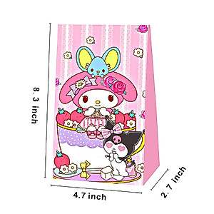BNFUO 12 Pack Kuromi Party Favor Gift Bags for My Melody Birthday Party Decorations