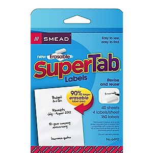 Smead Erasable SuperTab® File Folder Labels, White, 160 labels per Pack (64917)