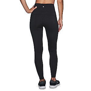 RBX Women's Fleece Lined Legging with Zip Pockets Full Length Outdoor Fleece Legging Zipper Pocket Solid Black S