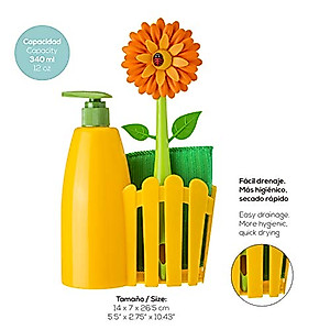 Vigar Flower Power Orange Sink Side Set with Soap Dispenser, 10-1/2-Inches, Orange, Green