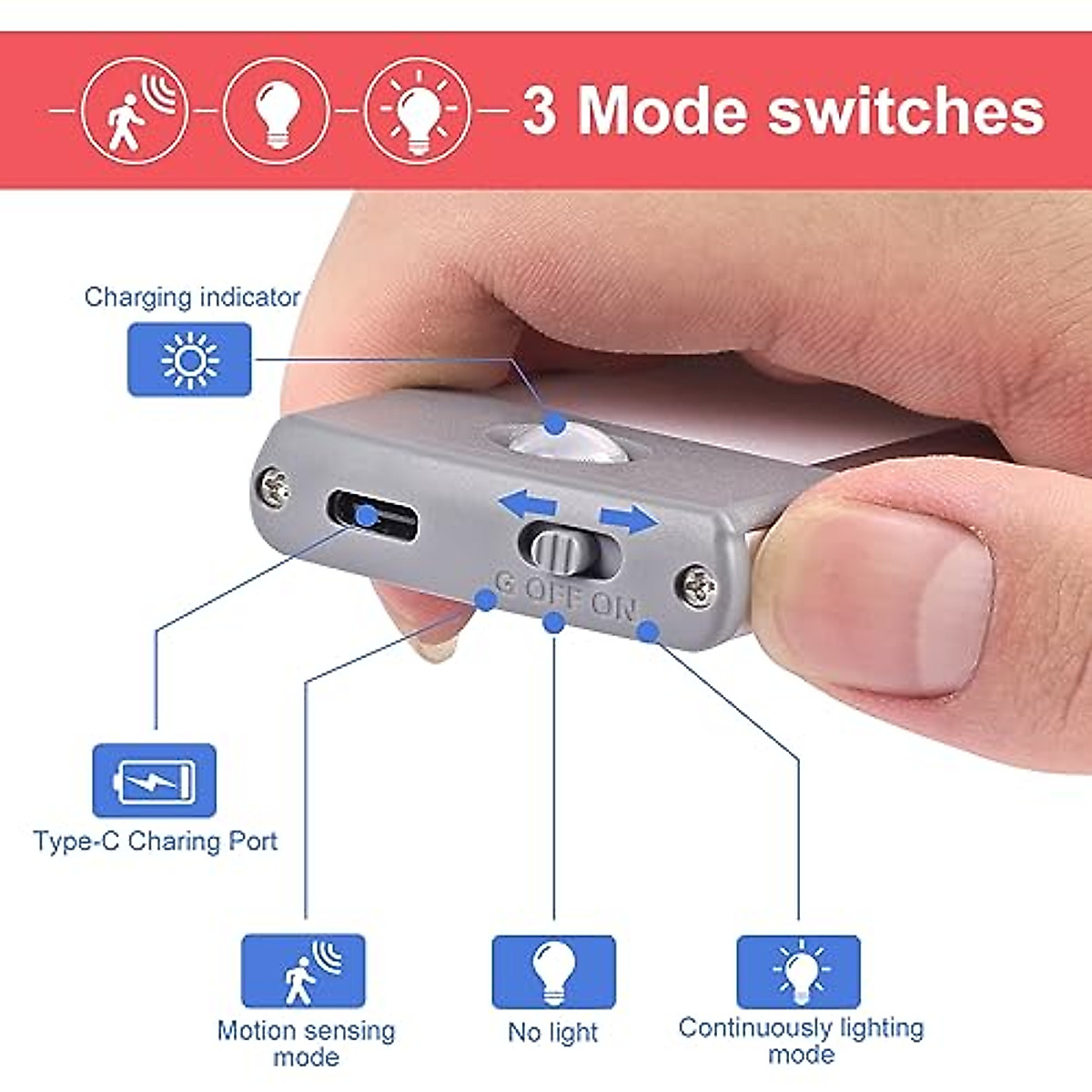 30-LED Motion Sensor Cabinet Light,Under Counter Closet Lighting, Wireless USB Rechargeable Kitchen Night Lights,Battery Powered ,Uniform Light for Wardrobe,Cupboard（Warm Light）-2Pack