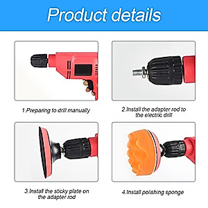 22 PCS Drill Polishing Buffing Pads Kit, Car Foam Drill, 3" Buffing Pads, Automotive Polisher for Drilling, Buffing, Waxing, Detailing Kit for Car(18 Pads, 2 Drill Adapter, 2 Suction Cup)