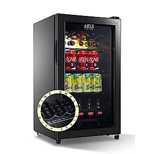 KRIB BLING Beverage Refrigerator and Cooler for 120 Cans, Mini Refrigerator with Wire Adjustable Shelving, Small Drink Dispenser Machine for Soda, Water, Beer, Wine for Dorm, Office, Bar