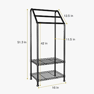 FUTASSI 3 Tiers Free-Standing Towel Rack, 51.2" Portable and Adjustable Metal Bathroom Storage Organizer, Lightweight Bath Towel Standing Shelf for Swimming Pool, 51.2”H x 16.1”W x 11.8”D, Black