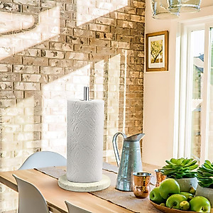 Black Paper Towel Holder Countertop, Kitchen Cling Film Holder Paper Towel Roll Holder Standing Roll Paper Storage Rack, Free Stand Weighted Paper Towels Holder Easy Tear to Use in Bathrooms