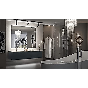 TETOTE 40 x 32 Inch LED Backlit Bathroom Vanity Mirror,Anti-Fog,Dimmable,CRI90+,Touch Button,Water Proof,Horizontal/Vertical Wall Mounted with Light