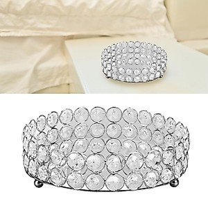 JUOPZKENN Crystal Cosmetic Makeup Tray Jewelry Trinket Tray Organizer Vanity Tray Mirrored Decorative Tray Home Deco Dressers Perfume Skin Care Tray for Christmas Brithday Gift(Silver 20cm)