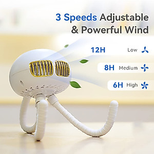 UJAY Stroller Fan,Mini Personal Portable Desktop Fan,Non-Slip Durable,USB or Battery Powered, Bladeless Fan Design, Stylish and Safe,Low Noise, Short Charging Time,Long Use Time