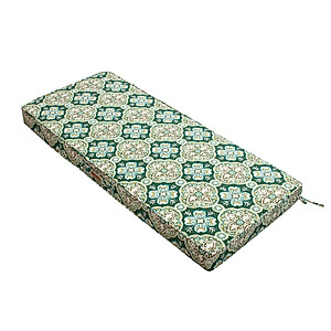 FUNHOME Outdoor Bench Cushion Water-Repellent, 48 x 18 Inch Bench Cushions for Outdoor Furniture, Settee Cushions with Handle and Straps, Patio Couch Cushion 1 Pack, Green Medal