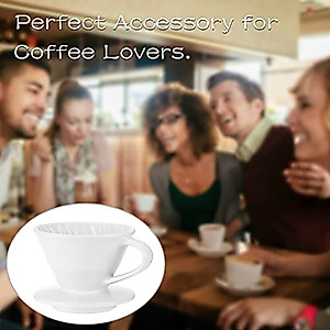ELLDOO Ceramic Pour Over Coffee Dripper, Coffee Dripper Cone Brewer, Pour Over Cone Coffee Maker Slow Brewing Accessories for Home Office Cafe, 1 Cup Size, White