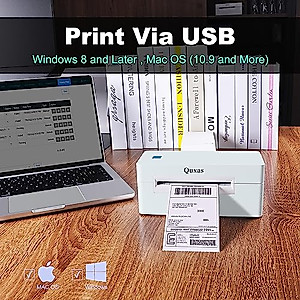 Quxas USB Thermal ShippingJK-402A Label Printer 4X6 Lable Inkless Printer Compatible with Windows and Mac, Used for Ebay, Amazon, Shopify, Etsy, USPS