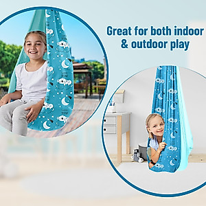 KidzAdventure Sensory Swing for Kids & Adults | Double-Layer Cloth Outdoor Indoor Therapy Swing Chair for Kids |Durable and Comfy Indoor Hammock Swing Chair for Bedroom – Little Star Theme