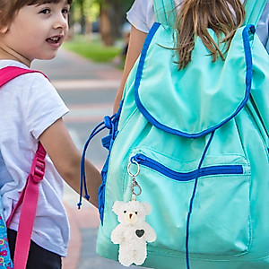 2pcs Plush Bear Keychain Teddy Bear Keychain Aniaml Key Ring Hanging Ornament Plush Stuffed Animal Car Key Holder for Girls Women