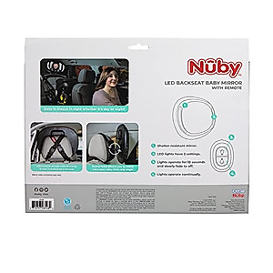 Nuby LED Light Backseat Baby Car Mirror with Remote Controlled Light, Wide View Shatter Resistant Mirror, Adjustable, Night Sky