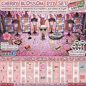 VVR ACNH: Cherry Blossom Sakura Series Full Set | 14 DIY Recipes | Blossoms | Petals | Blossom-Viewing Lanterns | Crafting Materials