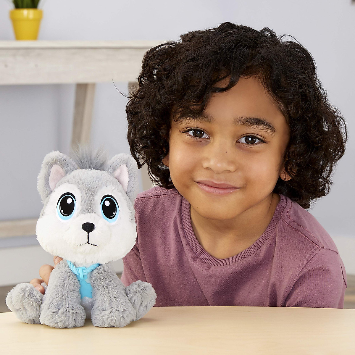 Little Tikes Rescue Tales Babies - Husky | Soft Cuddly Plush Pet Toy with Collar, Tag, Doghouse, Stickers, Activities | Ages 3+