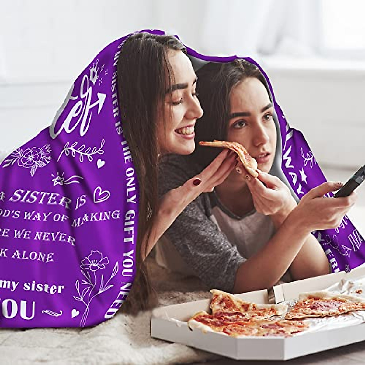 Sisters Gifts from Sister, for Sister, Gifts for Sister Throw Blanket, Sister, Birthday Gifts for Sister from Sister, Sister Gifts，Soft Purple Blanket 50" X 60"